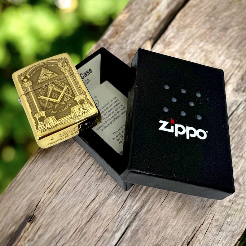 Masonry Custom Brass Zippo Armor Lighter - Etsy