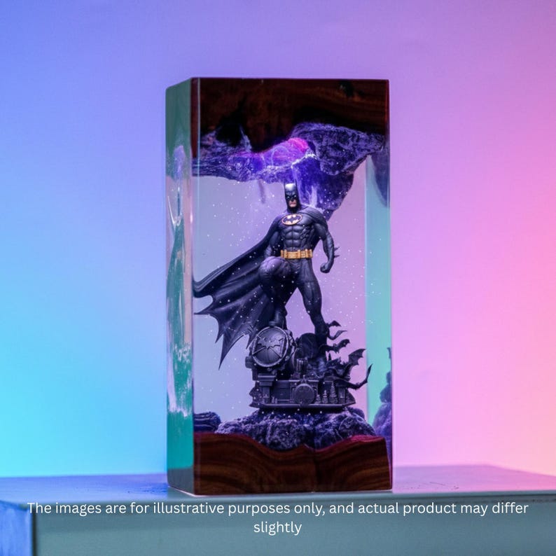 New Bat Man Resin Lamp | Handmade LED Hero Diorama Light | Epic Night ...