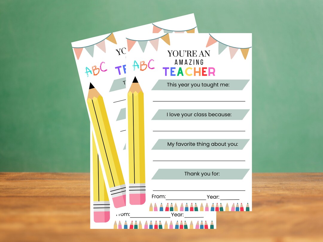Teacher Appreciation Fillable - Etsy