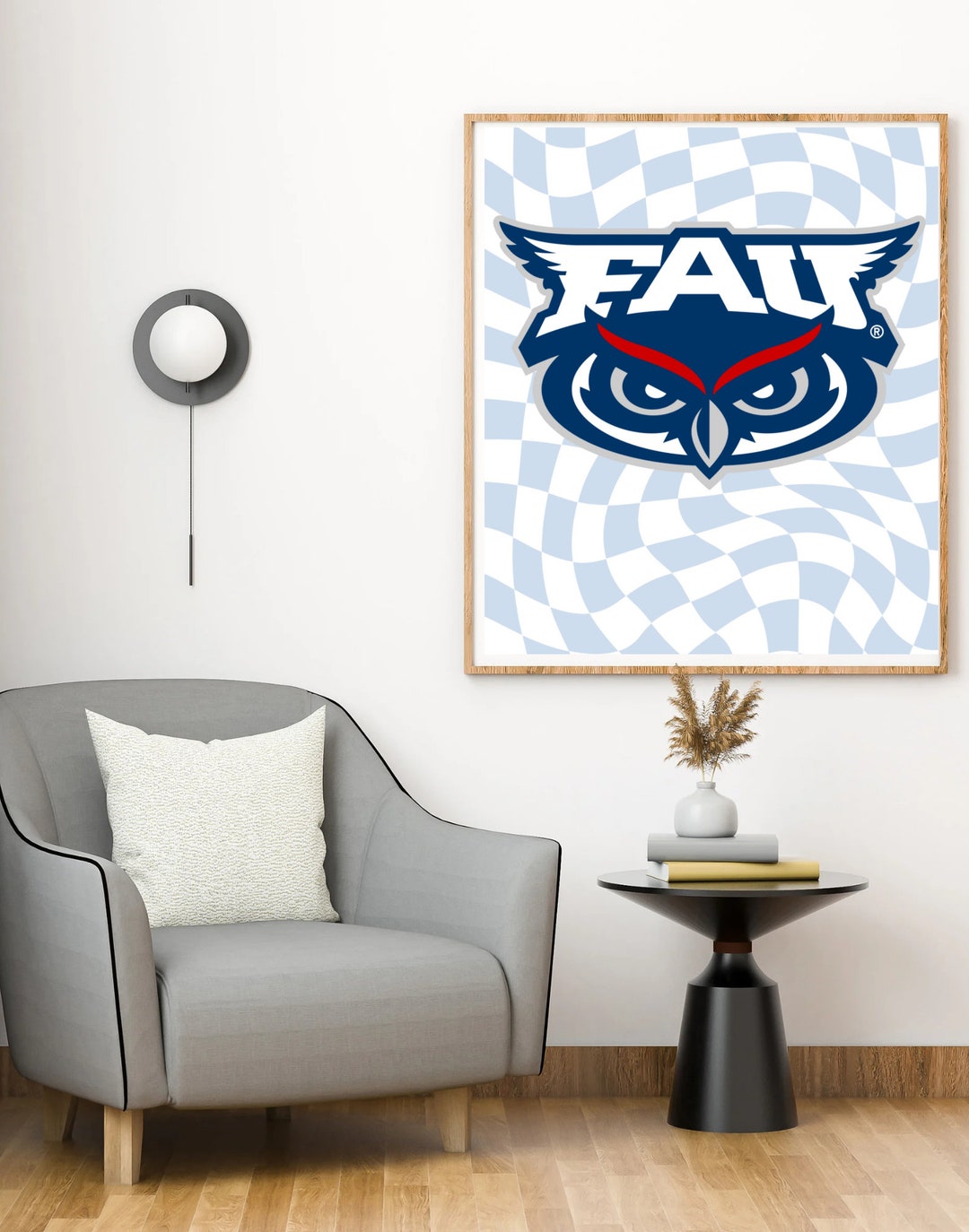 FAU Owls Red and Blue Wall Art L Set of 3 8x10 L Dorm Decor L Florida ...