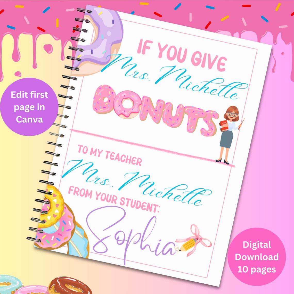 Teacher Gift Book With Appreciation Pages If You Give Your Teacher a ...