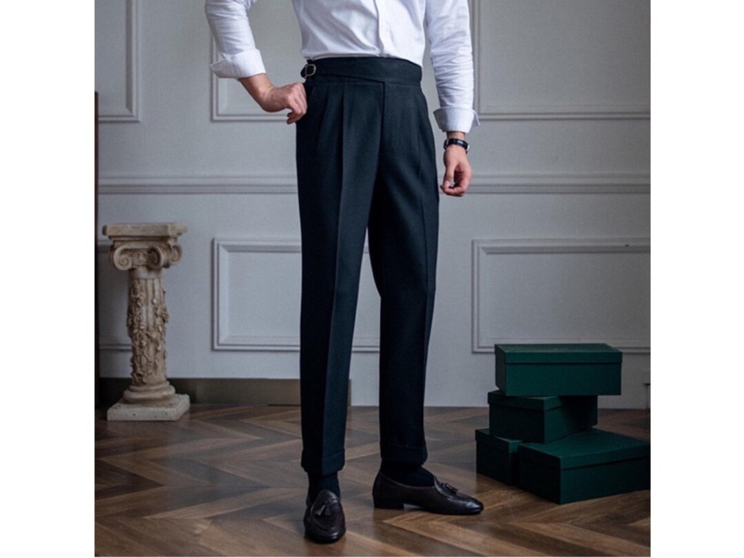 Vintage Cotton Gurkha Pants for Men Straight Leg Tapered Cut, Rolled ...