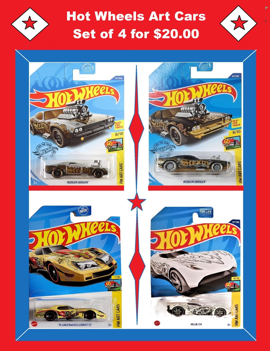 New!! Hot Wheels Art Cars (set of 4) - Etsy