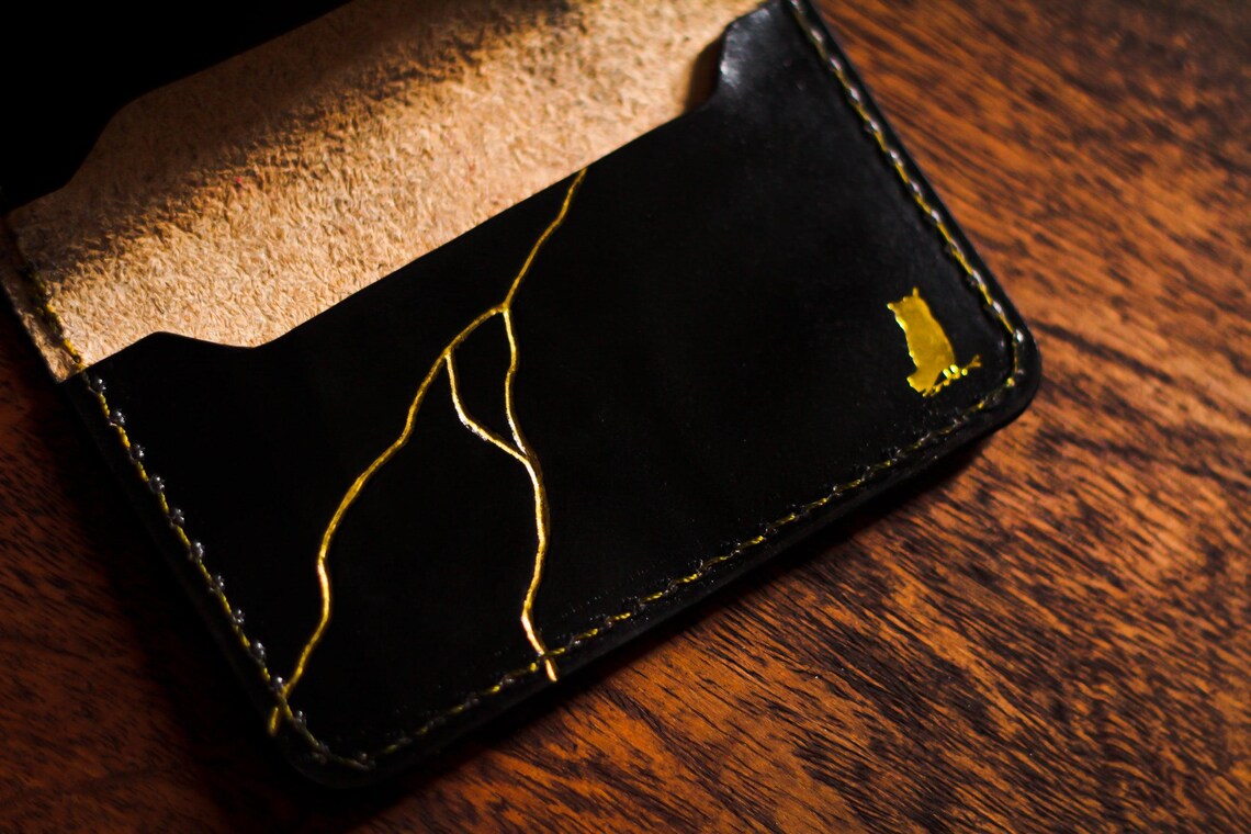 Kintsugi Japanese Art Inspired Bifold Card Wallet Business Card Case - Etsy