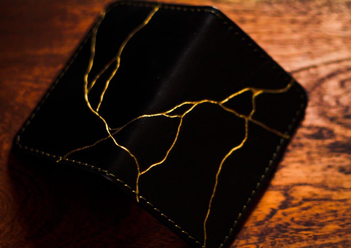Kintsugi Japanese Art Inspired Bifold Card Wallet Business Card Case - Etsy