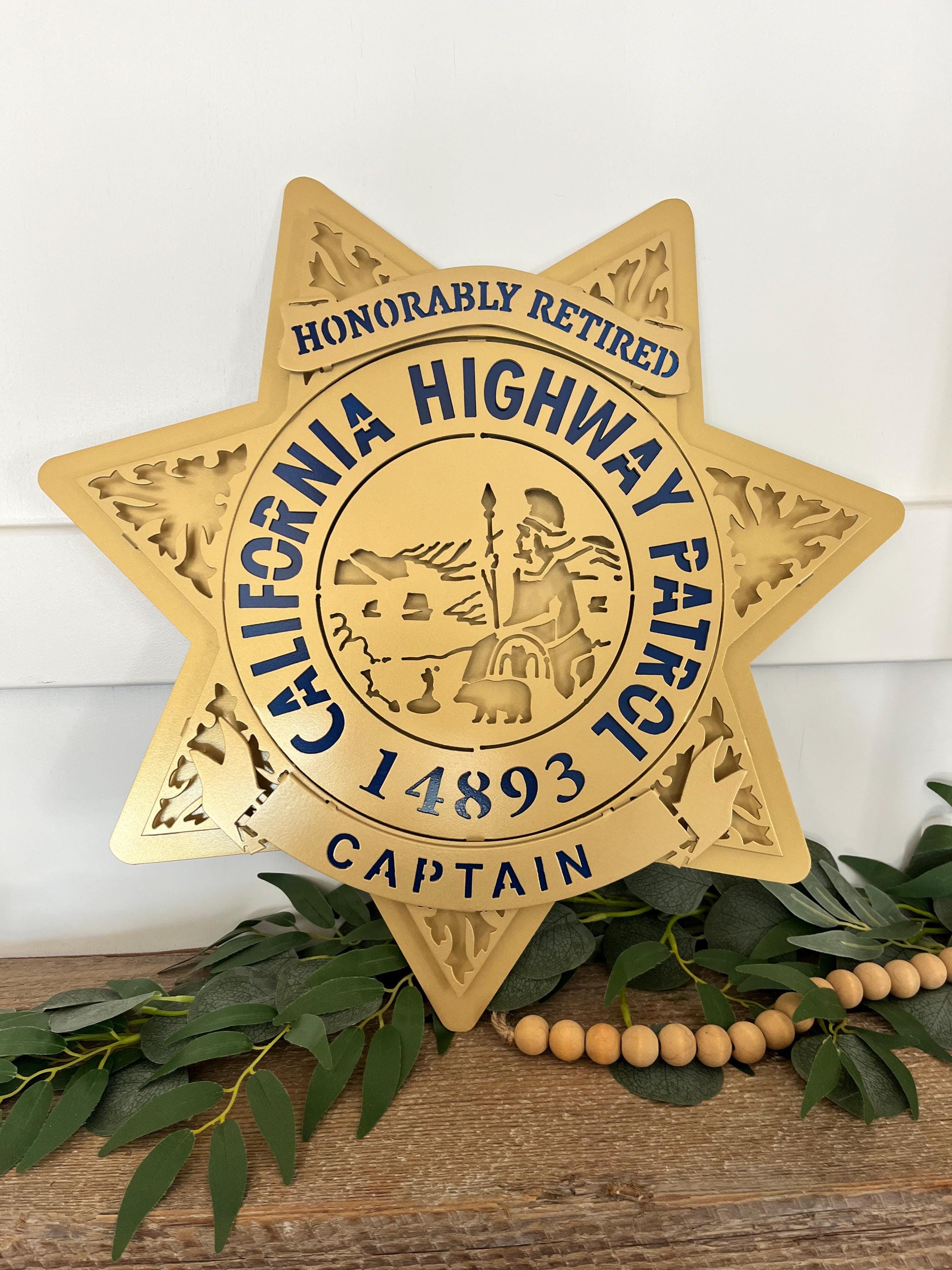 California Highway Patrol (CHP) Badge With Custom Rank and ID Number - Etsy