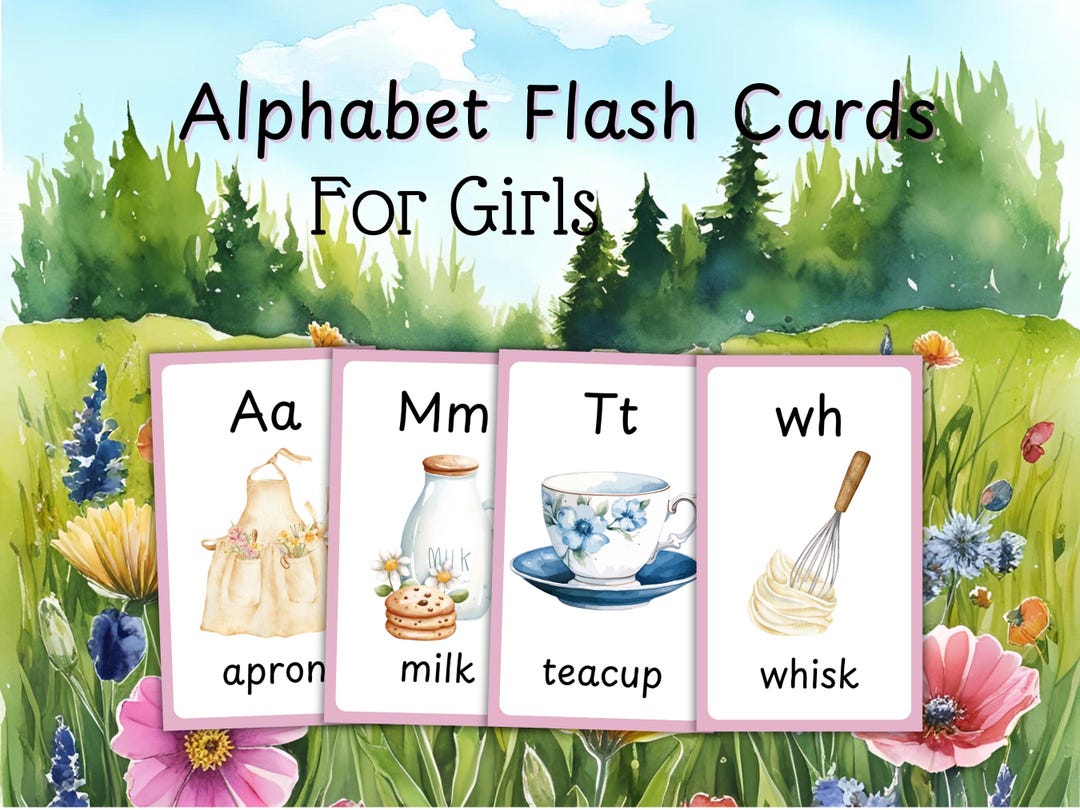 Printable Alphabet Flashcards for Girls | Watercolor Alphabet ...