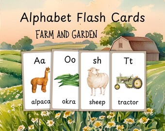 Printable Alphabet Farm and Garden Flashcards | Watercolor Alphabet ...