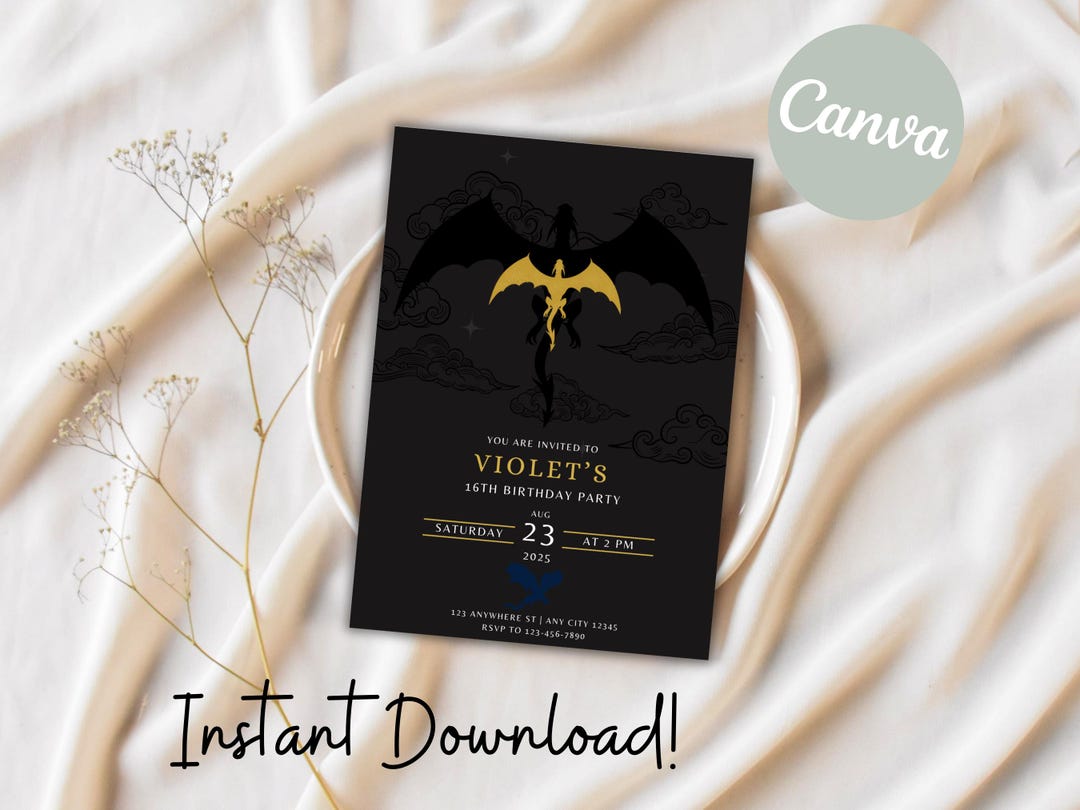 Fourth Wing Birthday Invitation | Instant Download | Editable Template ...