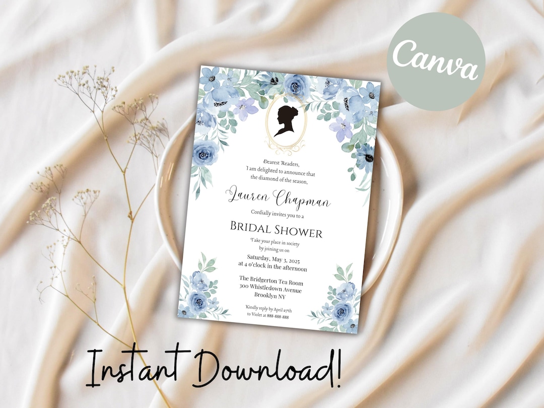 Editable Bridgerton Party Invitation, Bridgerton Bridal Party Invite ...