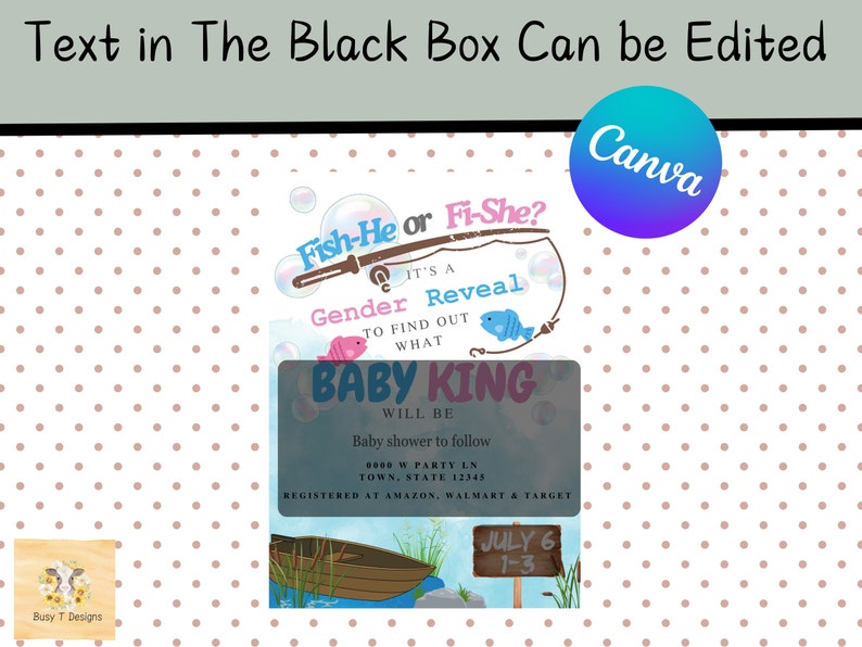 Editable Fishing Gender Reveal Invitation, Fish-he or Fi-she, Gender ...