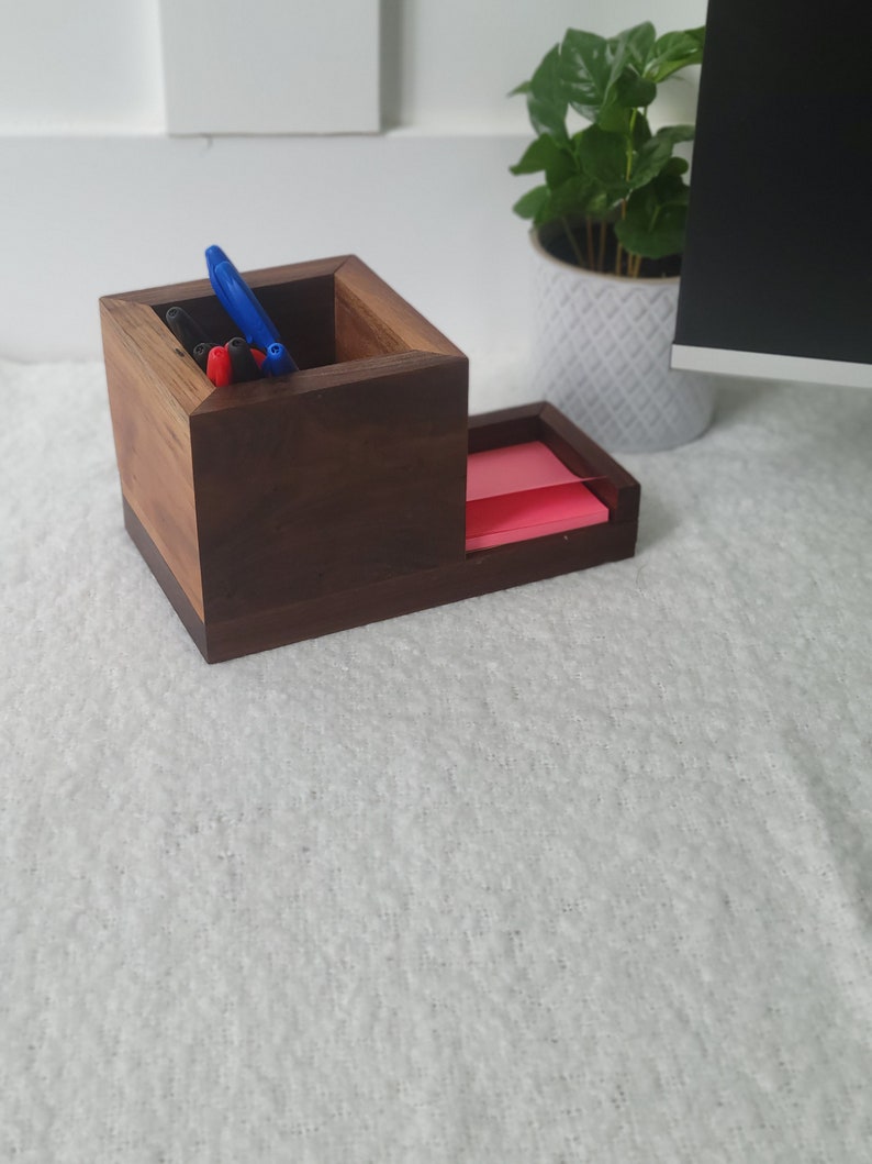 Walnut Wood Sticky Note Holder Office Desk Accessories Wood Pen Holder ...