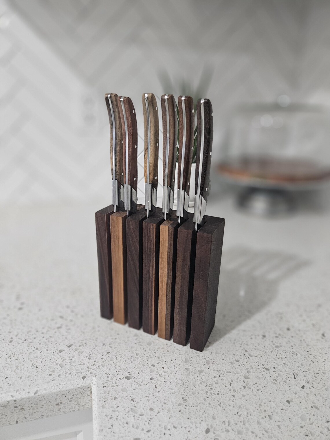Wood Magnetic Knife Display for Kitchen Decoration for Countertop Knife ...