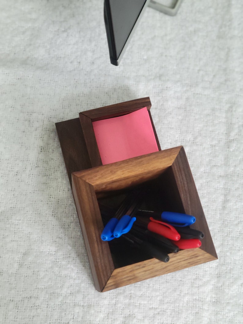 Walnut Wood Sticky Note Holder Office Desk Accessories Wood Pen Holder ...