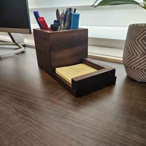 Walnut Wood Sticky Note Holder Office Desk Accessories Wood Pen Holder ...