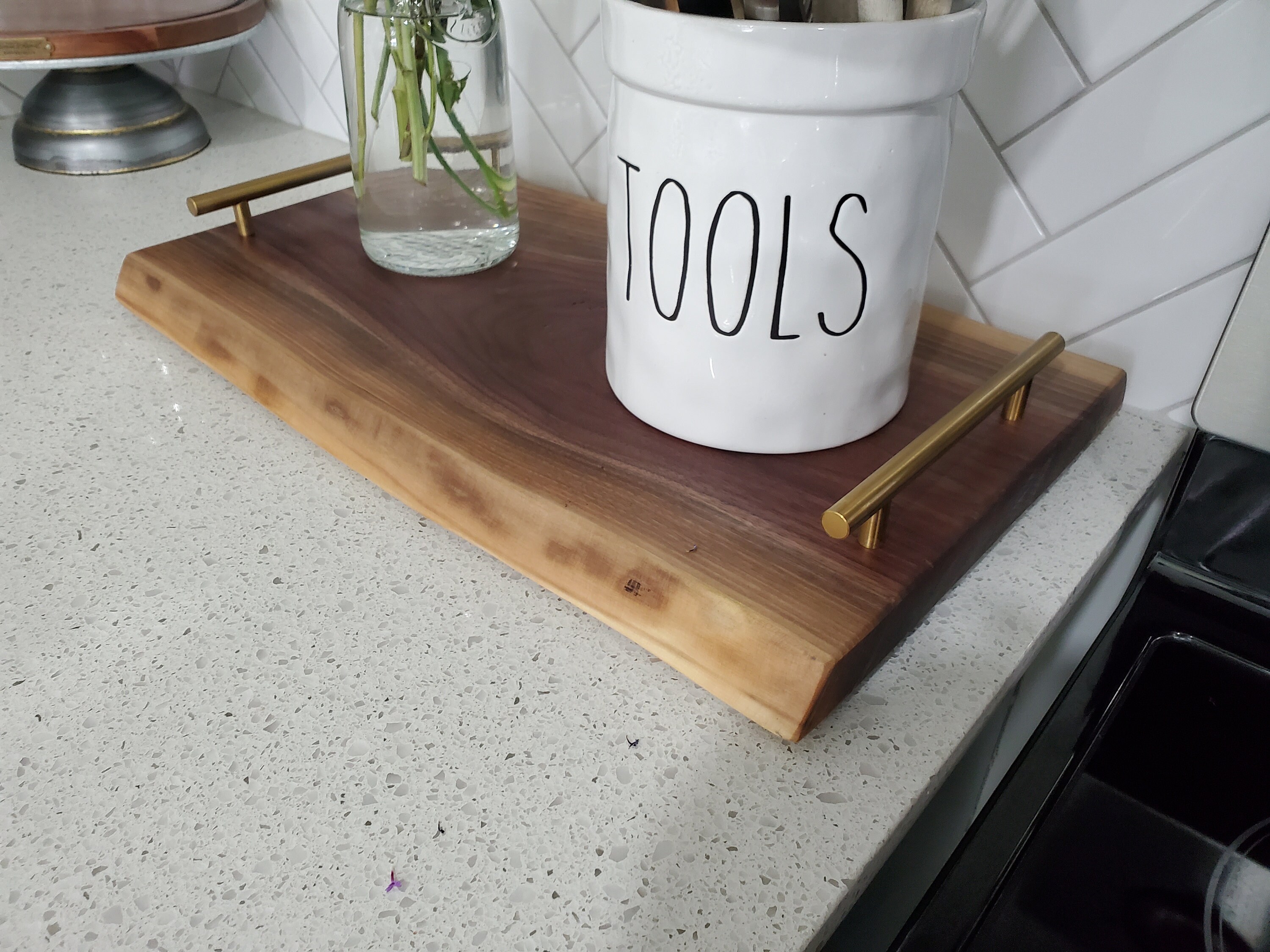 Live Edge Wood Cutting Board With Handle Serving Tray Wood Charcuterie ...