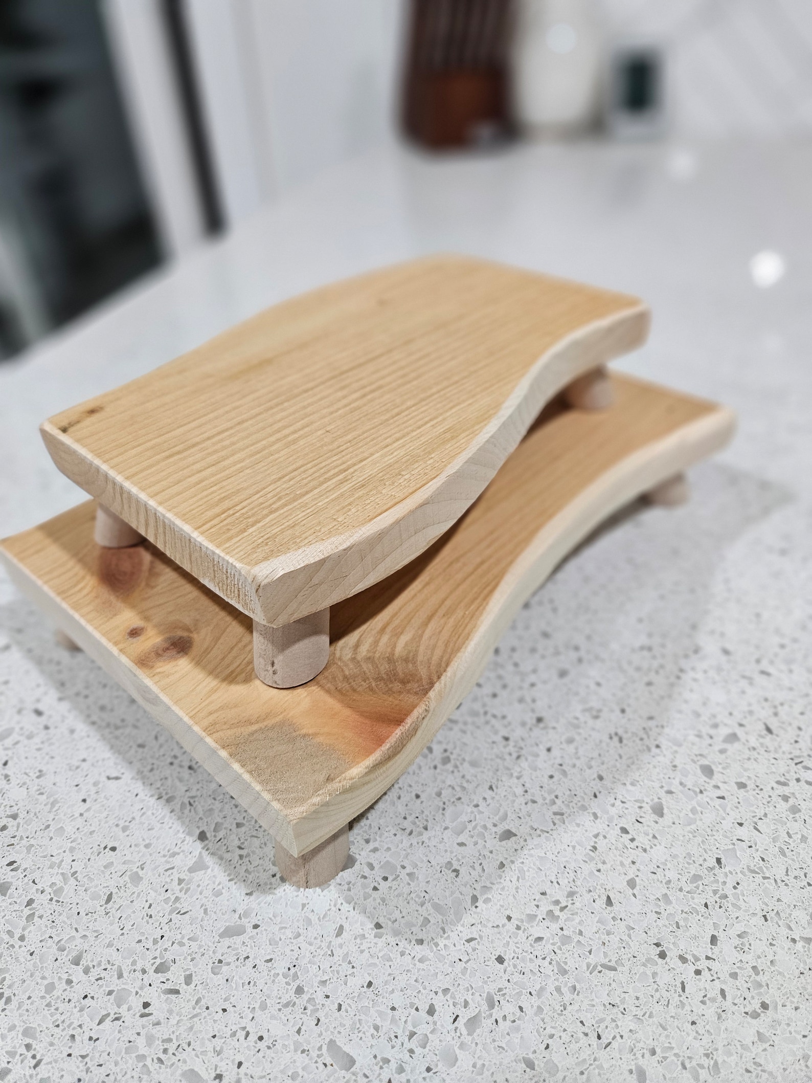 Wavy Plant Stand Wood Plant Riser Wavy Tray for Plant Pot Holder Dining ...