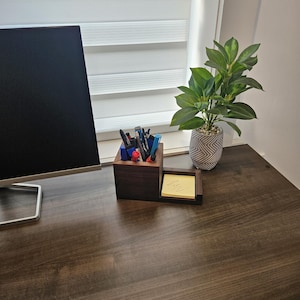 Walnut Wood Sticky Note Holder Office Desk Accessories Wood Pen Holder ...