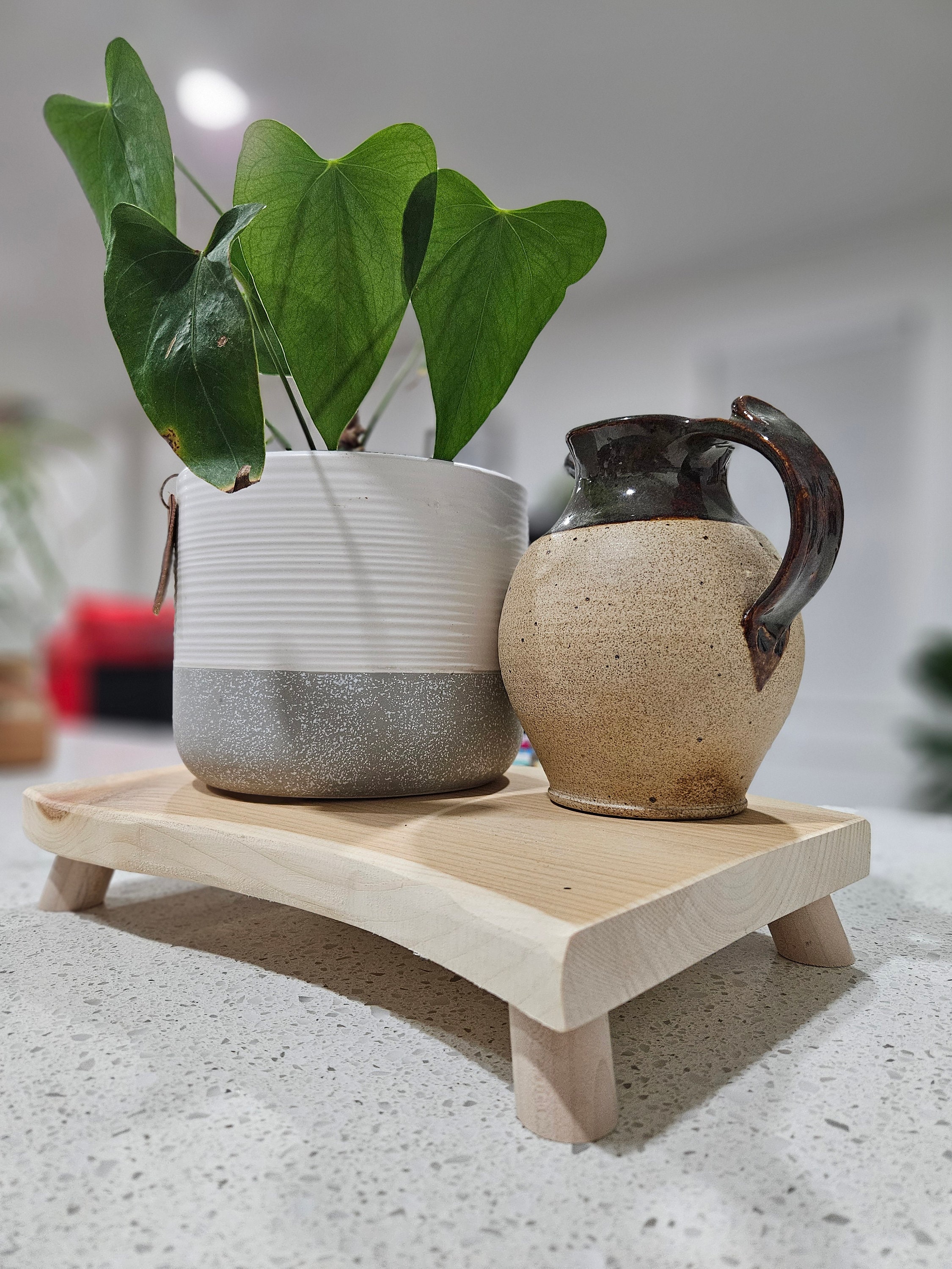 Wavy Plant Stand Wood Plant Riser Wavy Tray for Plant Pot Holder Dining ...
