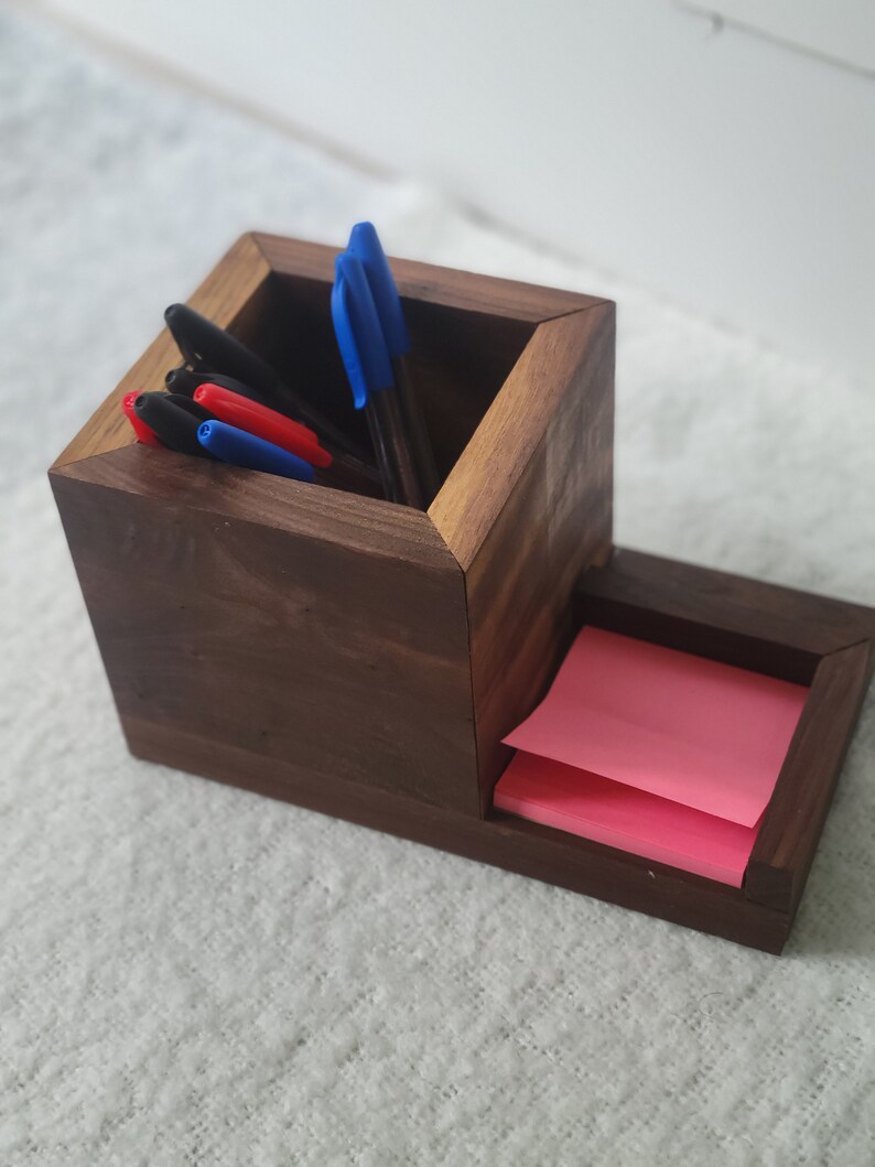 Walnut Wood Sticky Note Holder Office Desk Accessories Wood Pen Holder ...