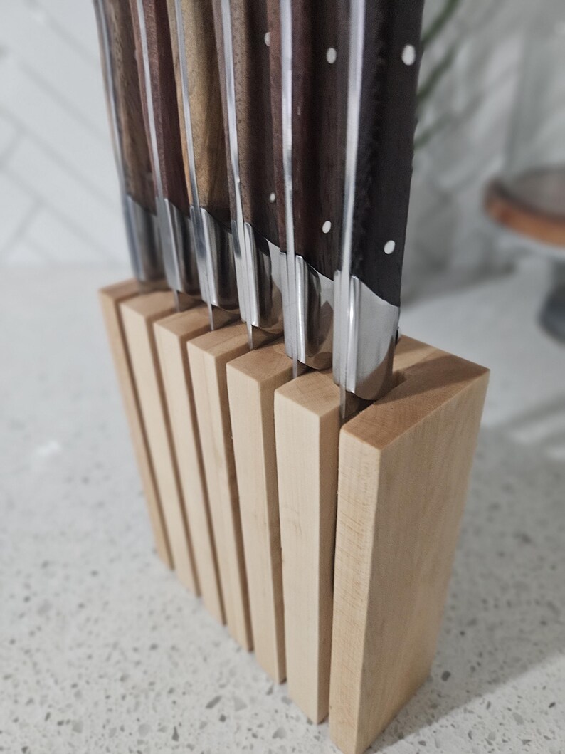 Wood Magnetic Knife Display for Kitchen Decoration for Countertop Knife ...