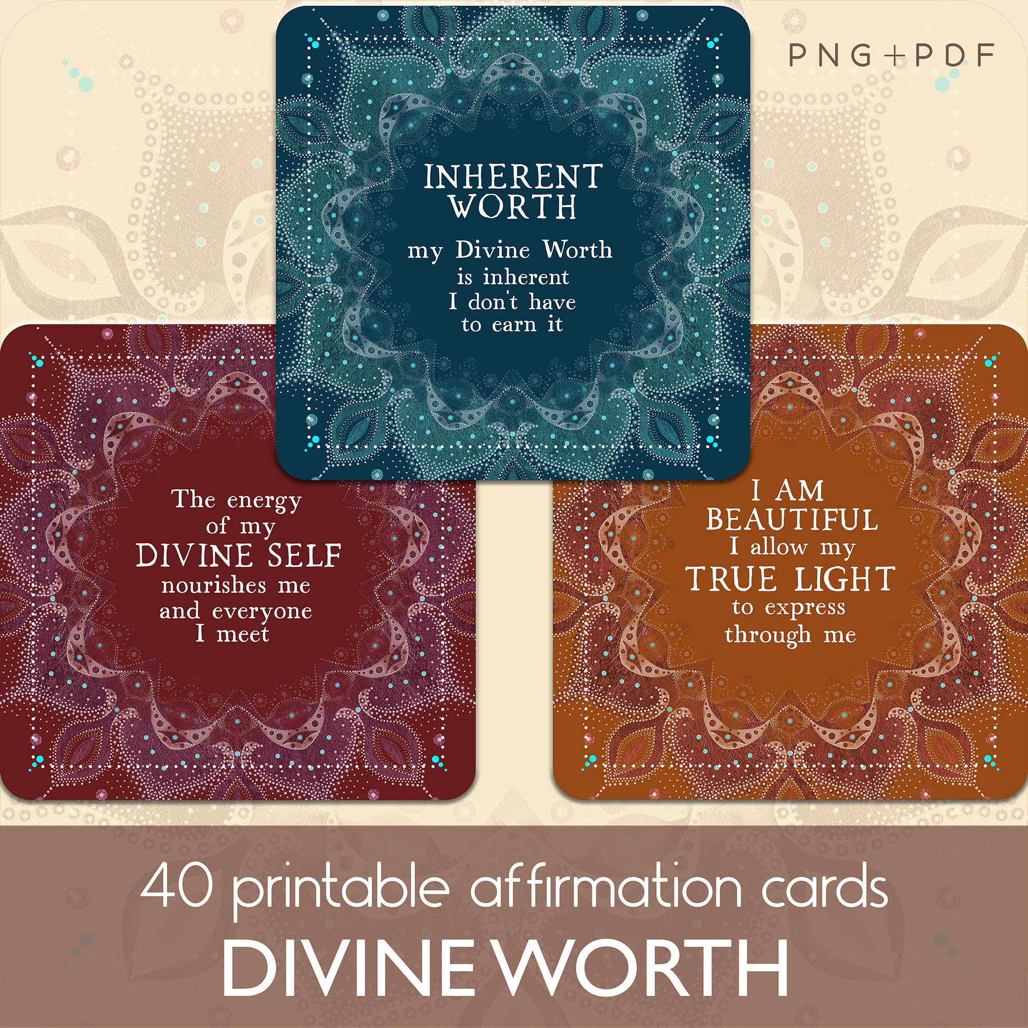Affirmation Cards Printable – 40 Affirmations for Divine Worth ...