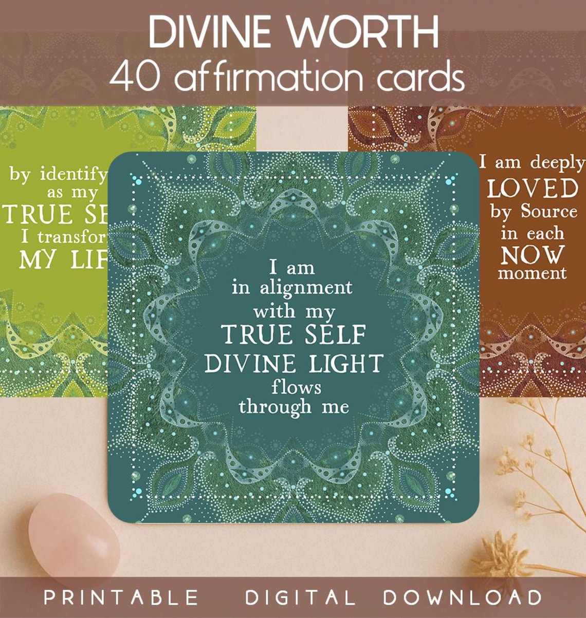 Affirmation Cards Printable – 40 Affirmations for Divine Worth ...