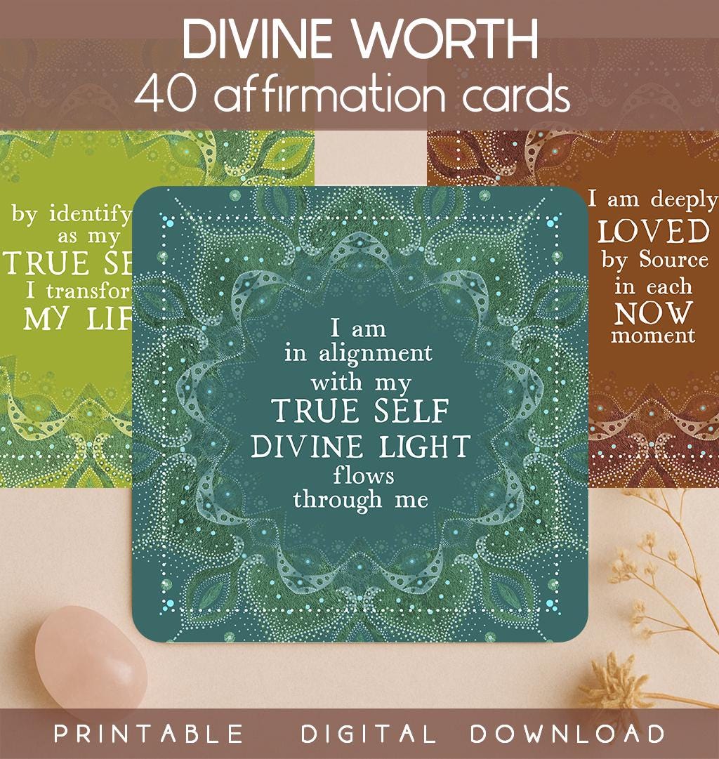 Affirmation Cards Printable – 40 Affirmations for Divine Worth ...