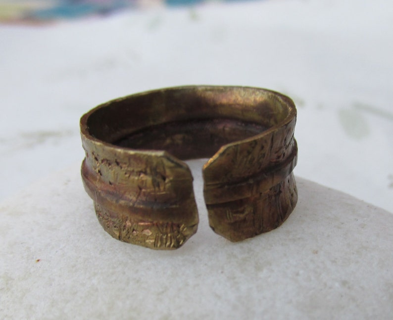 Fold Formed With a Ridge and Textured Hammered Brass Ring - Etsy
