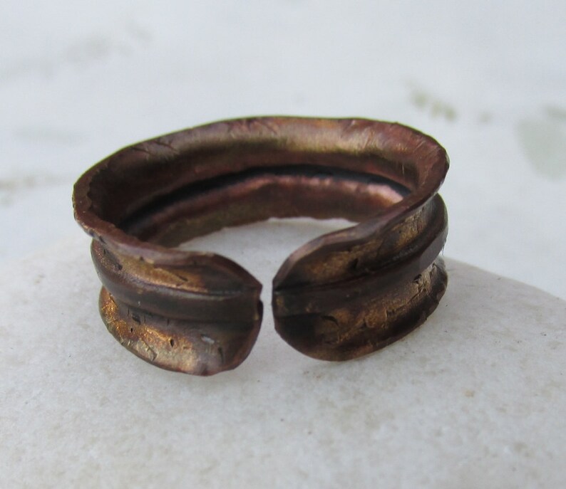 Flared and Fold Formed Hammered Brass Ring - Etsy
