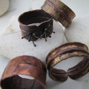 Fold Formed With a Ridge and Textured Hammered Brass Ring - Etsy