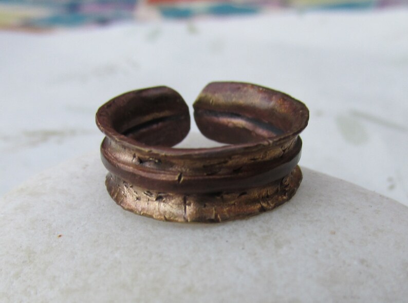 Flared and Fold Formed Hammered Brass Ring - Etsy