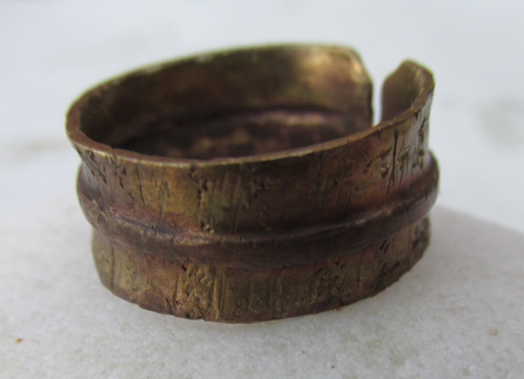 Fold Formed With a Ridge and Textured Hammered Brass Ring - Etsy