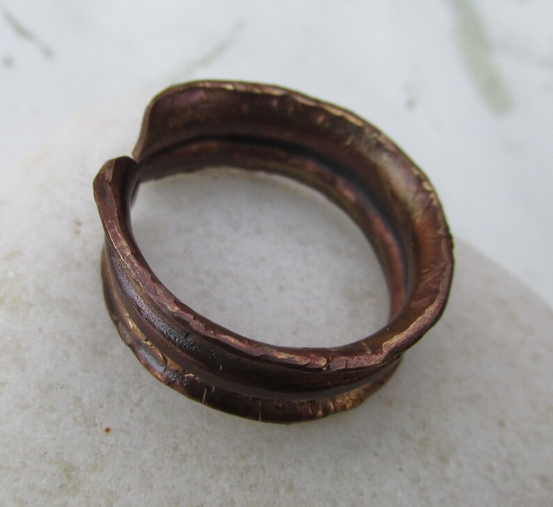 Flared and Fold Formed Hammered Brass Ring - Etsy