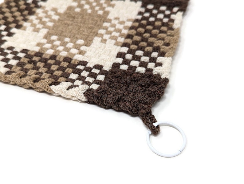 Winter White Handwoven Potholder. Autumn and Chocolate Brown Loop ...