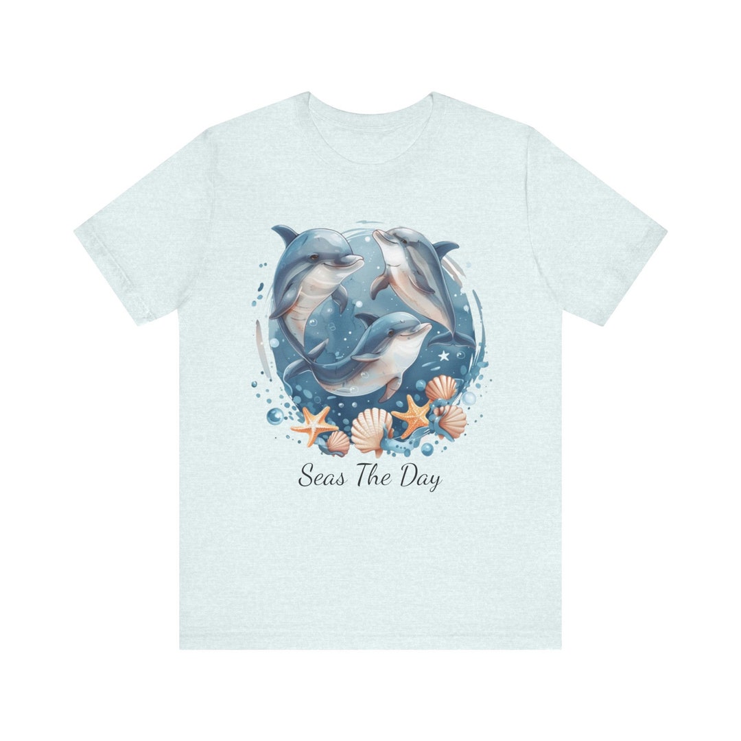 Funny Dolphin Shirt, Seas the Day Tee, Cute Dolphin Tshirt, Dolphin ...