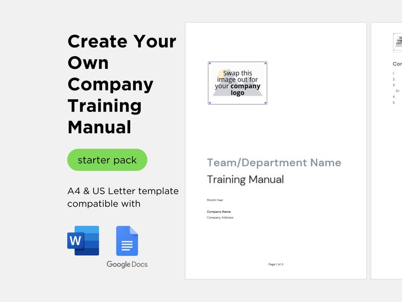 Simple Training Manual Template | A4 & US Letter | Compatible With ...