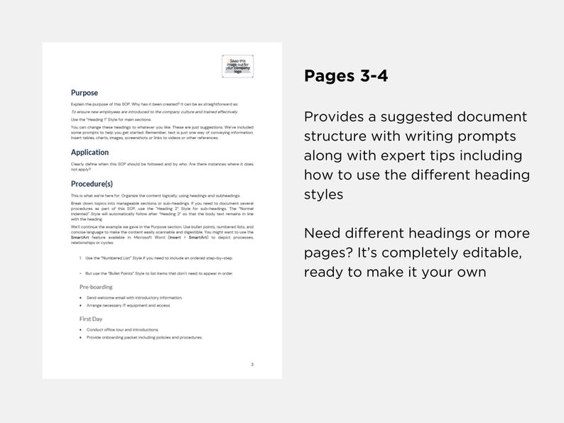 SOP Template: Standard Operating Procedure, A4 & US Letter (digital ...