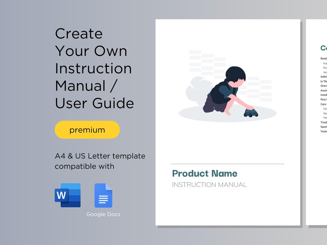 Product Instruction Manual Template: A4 & US Letter (digital Download) - Etsy