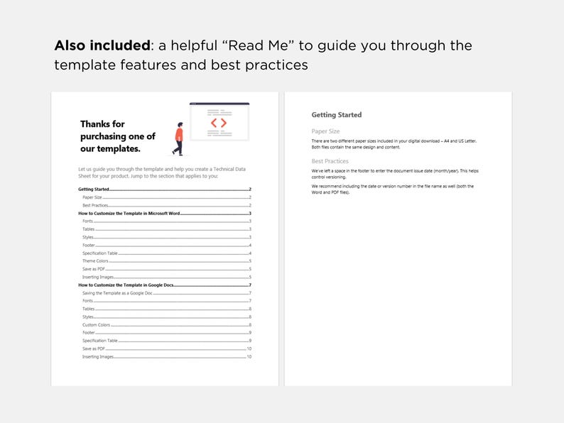Simple Technical Data Sheet Template | A4 & US Letter | Compatible With ...