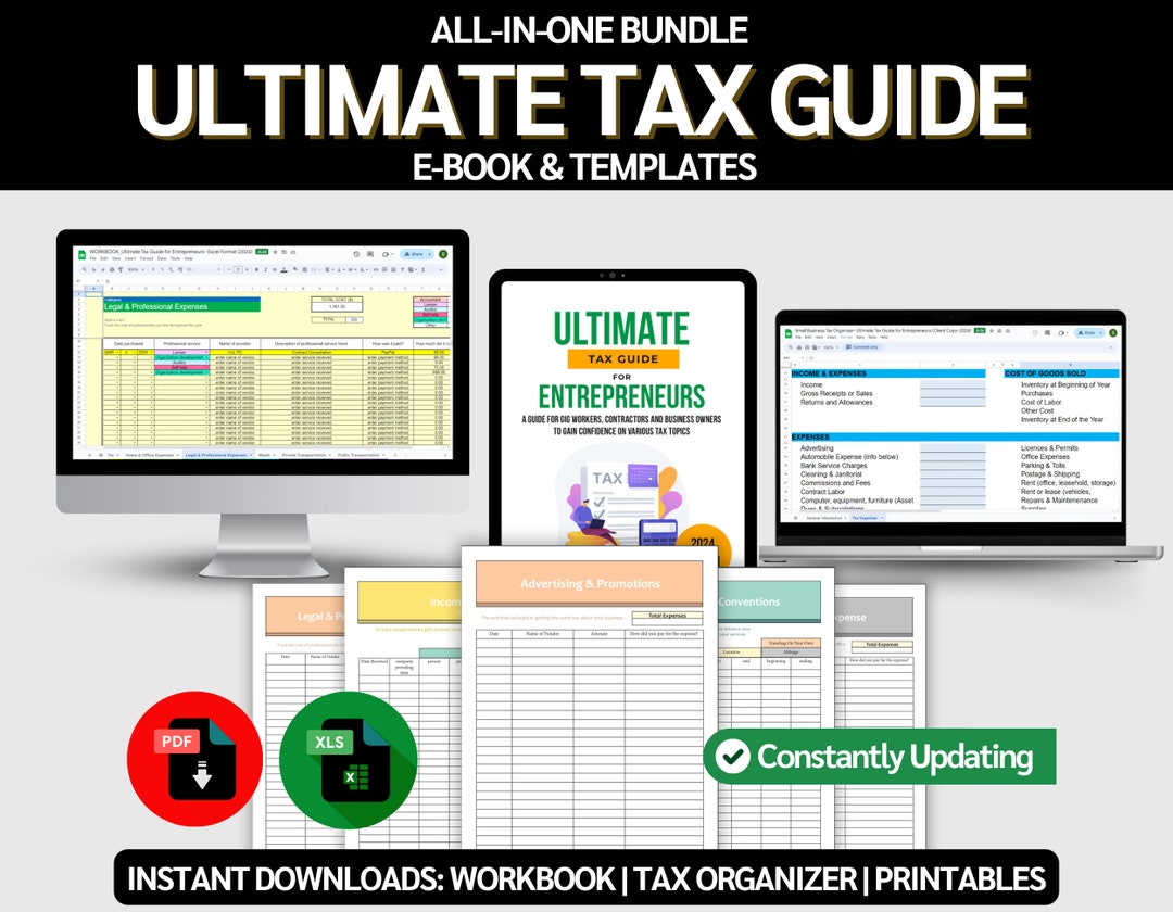 Ultimate Tax Guide E-book for Entrepreneurs Small Business Spreadsheet ...
