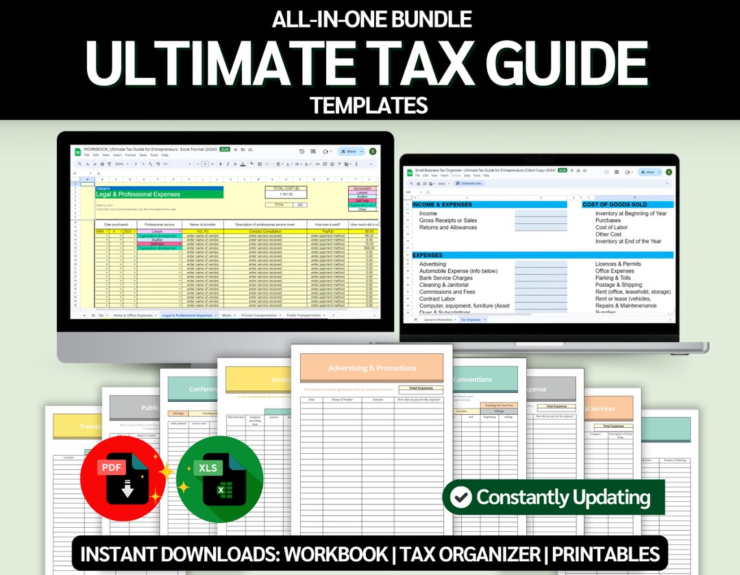 Ultimate Tax Guide Spreadsheet Tax Return Bundle Small Business Owner ...