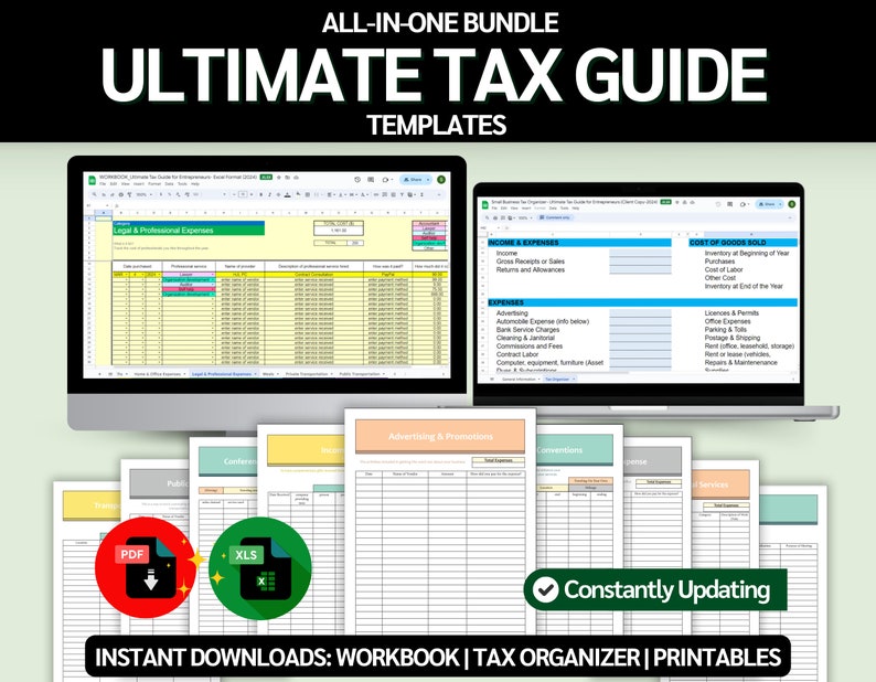 Ultimate Tax Guide Spreadsheet Tax Return Bundle Small Business Owner ...