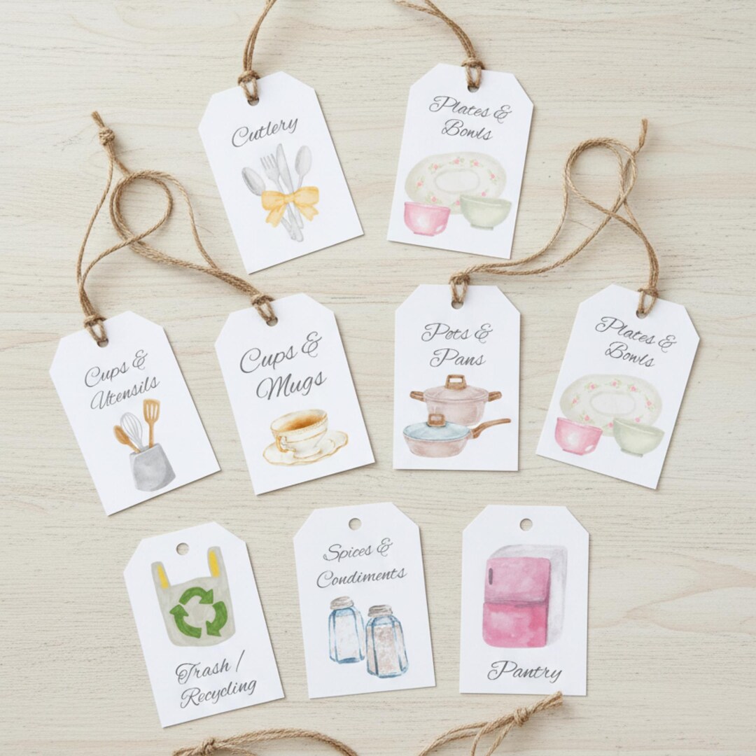 Printable Kitchen Tags for Airbnb, Digital Guest Kitchen Labels, DIY ...