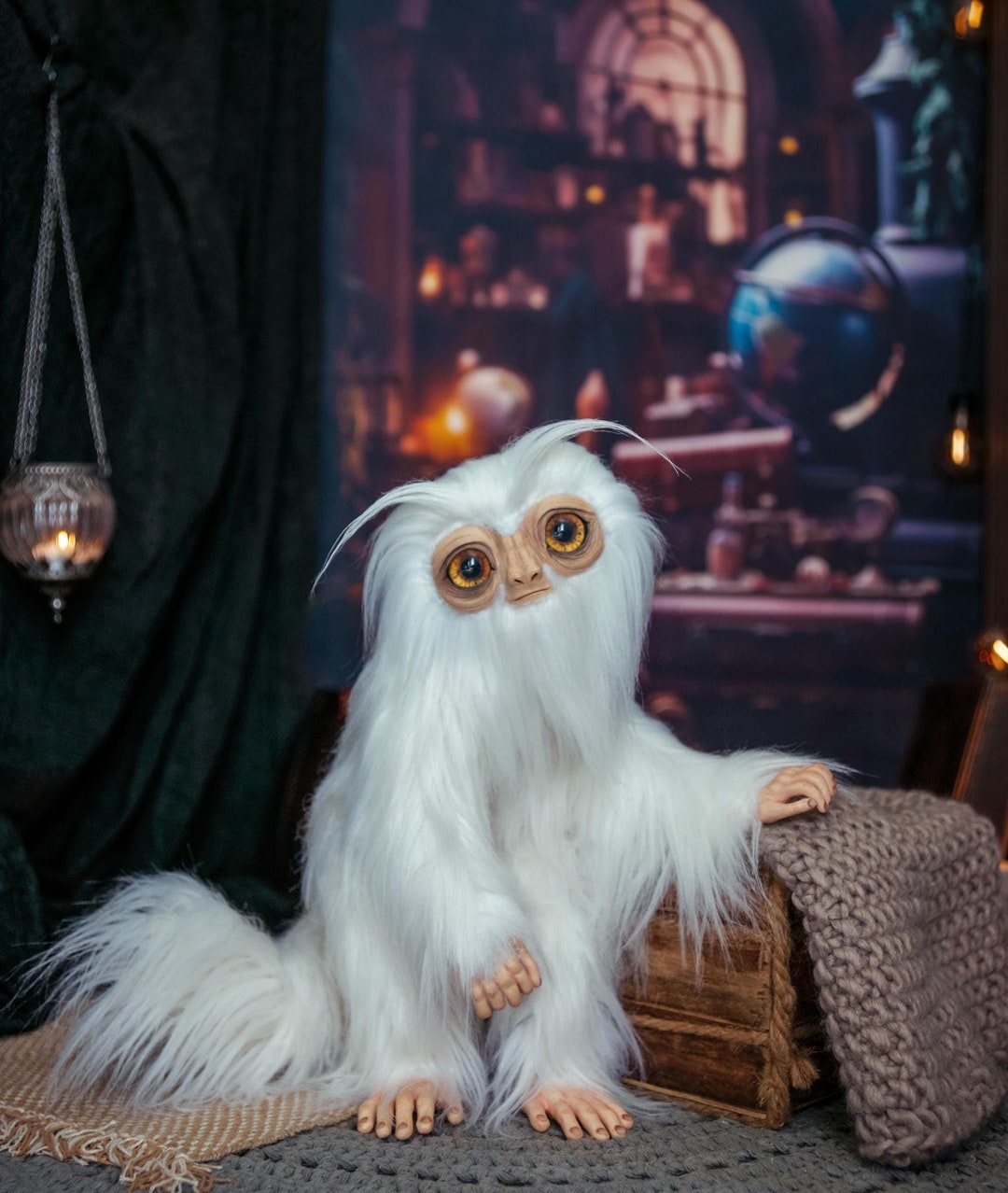 White Monkey, Yeti IN STOCK, Fully Flexible Art Doll With Glow Eyes ...