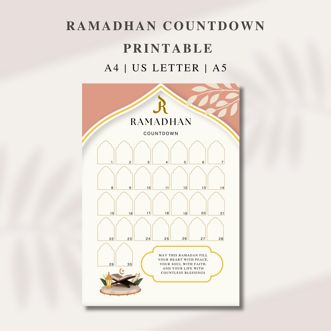 2025 Ramadan Countdown Printable Calender, Ramadan Journal, Islamic ...