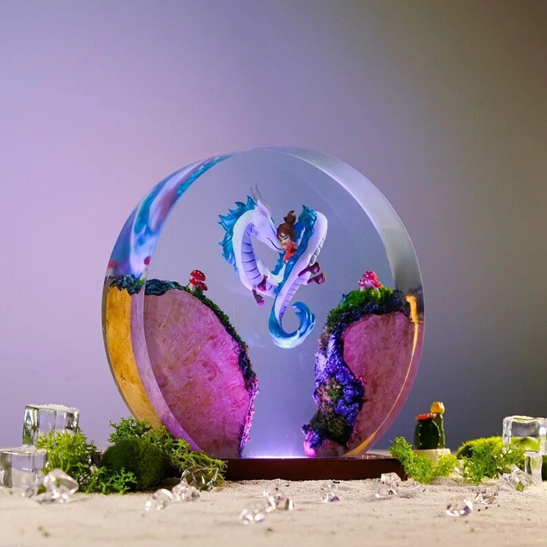 Chihiro and Haku Resin Lamp | Spirited Away Diorama Light | Studio Ghibli Gift | Handmade ...