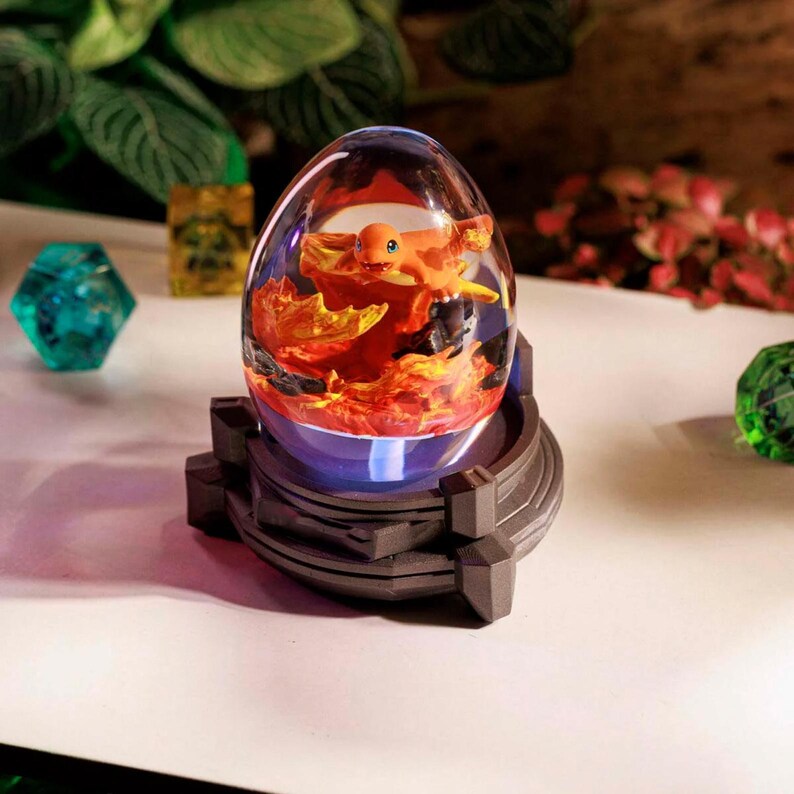 Pokemon Charmander Resin Egg Lamp LED Night Light Handmade Fire Starter ...