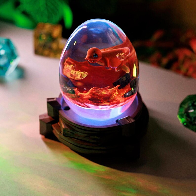 Pokemon Charmander Resin Egg Lamp LED Night Light Handmade Fire Starter ...