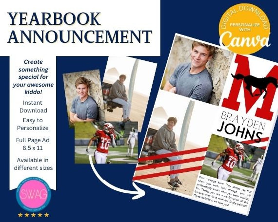Customizable Yearbook Ad Template: Student Shoutout (canva Digital ...